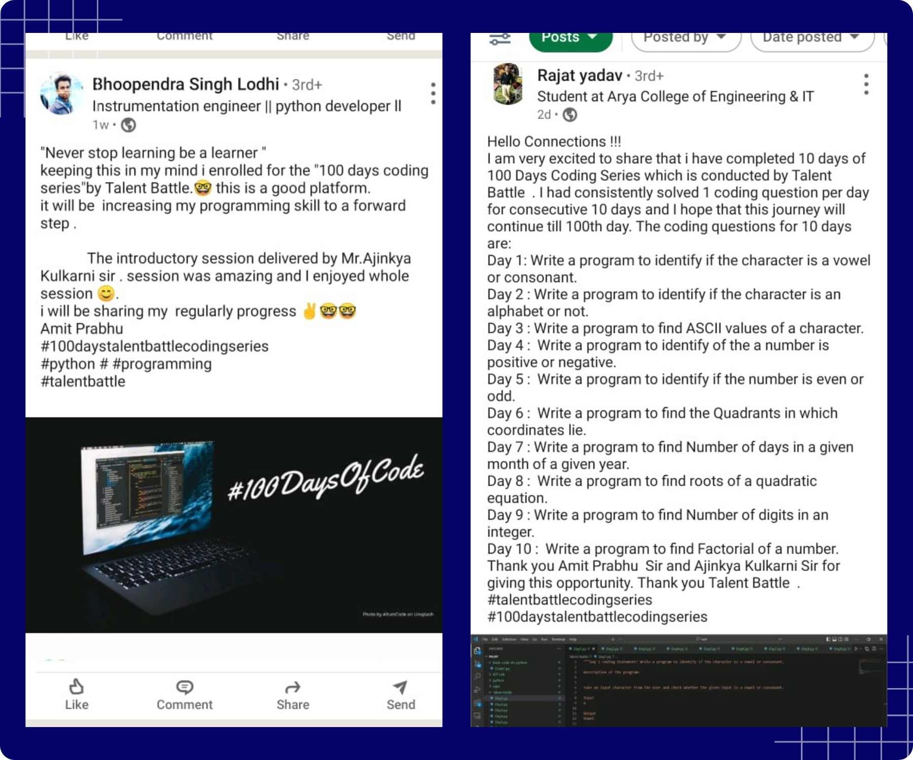 100 Days of Coding Series Training Batch